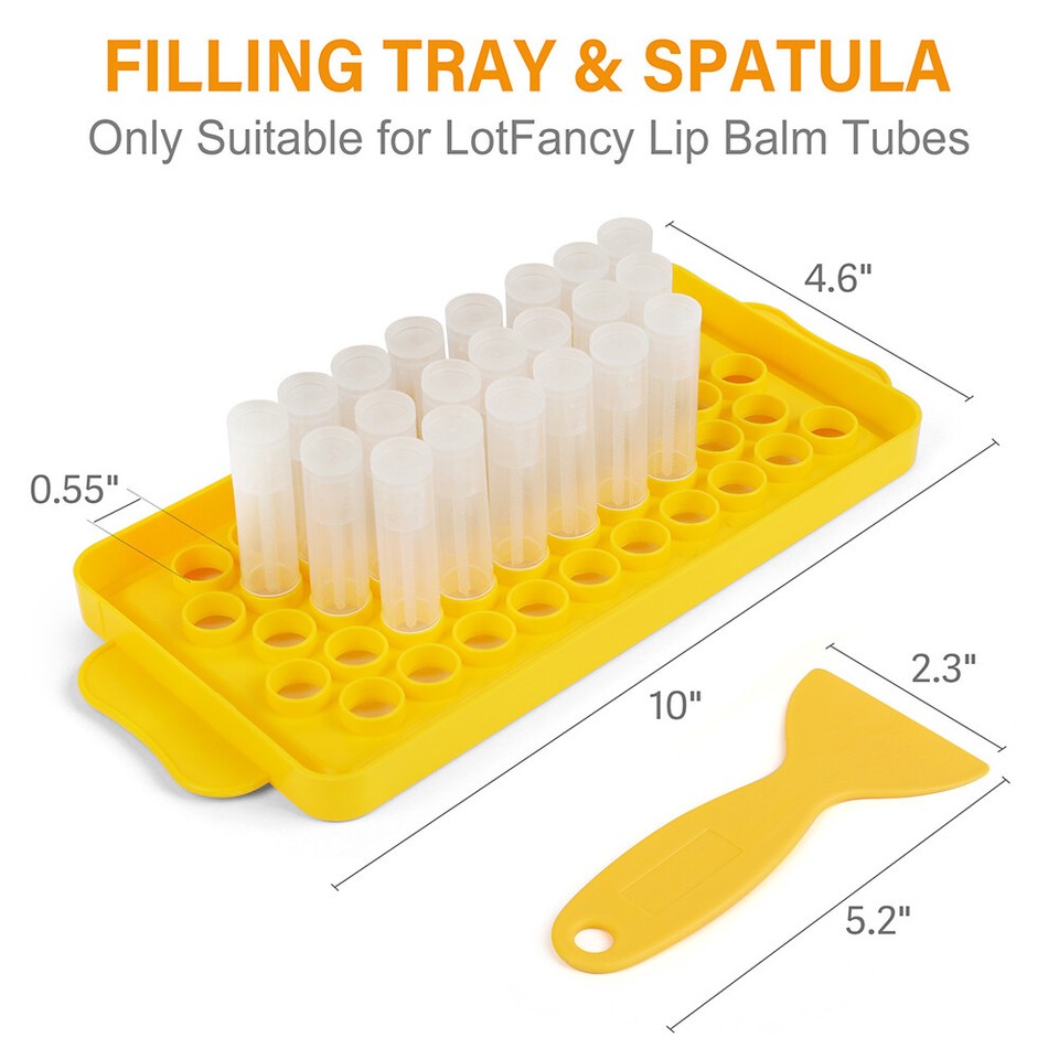 Lip Balm Tubes with Filling Tray and Spatula 50Pcs 5.5ml 3/16 Oz ...