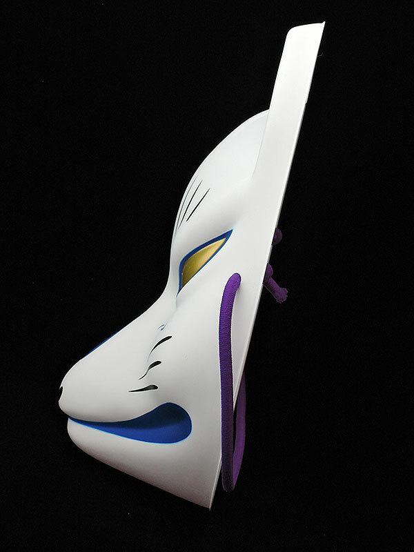 NEW Japanese White Fox God Mask PVC Blue Pattern For Kid 22.5x14.5cm F ...