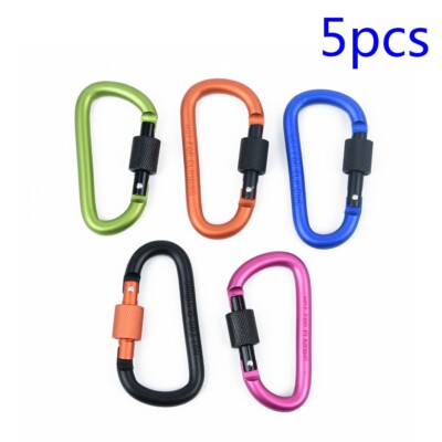 D-ring Chain Hook Aluminum Spring Snap Karabiner Clip 5pcs Climb ...