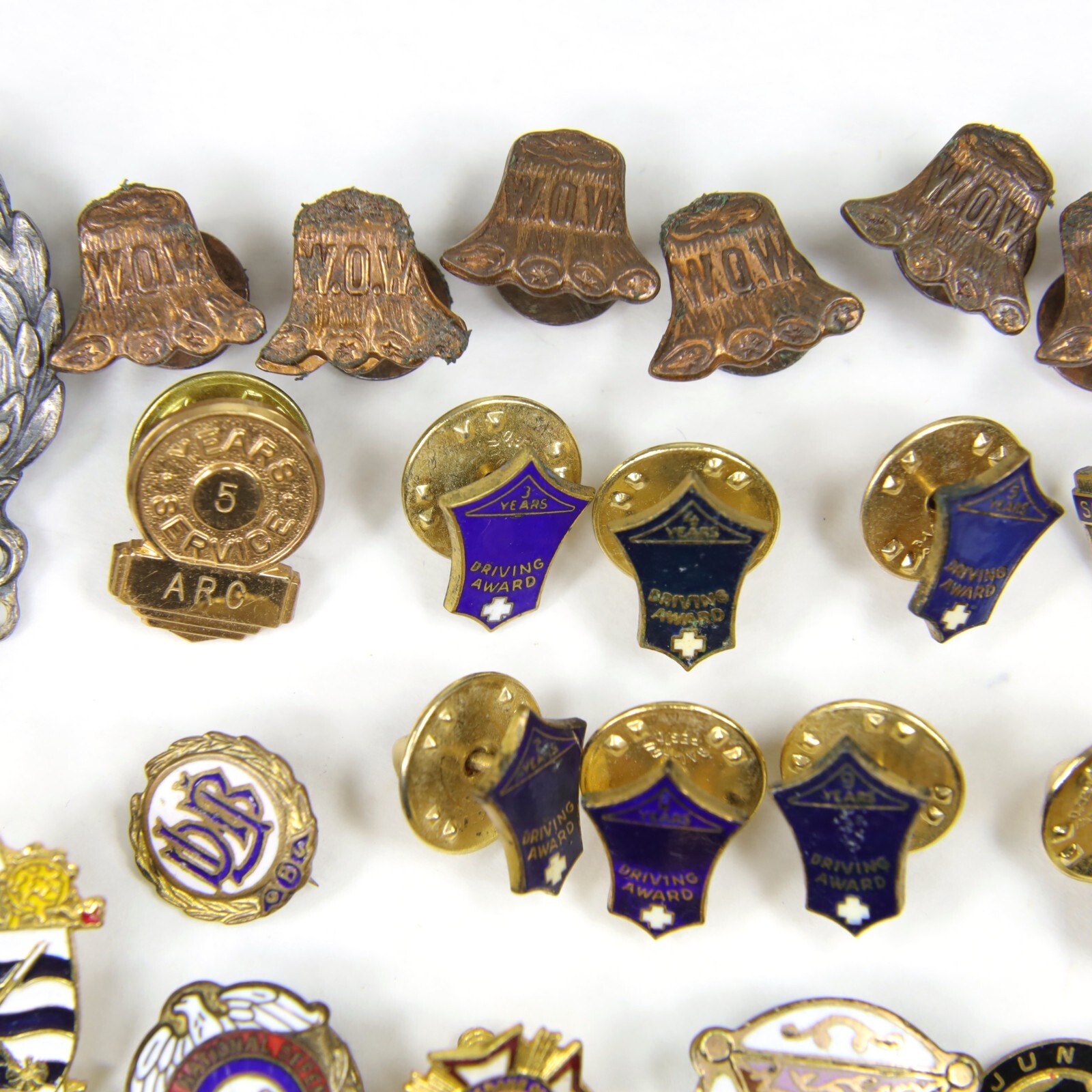 Large Lot of Vintage Service Award Fraternal Organization Lapel Pins ...
