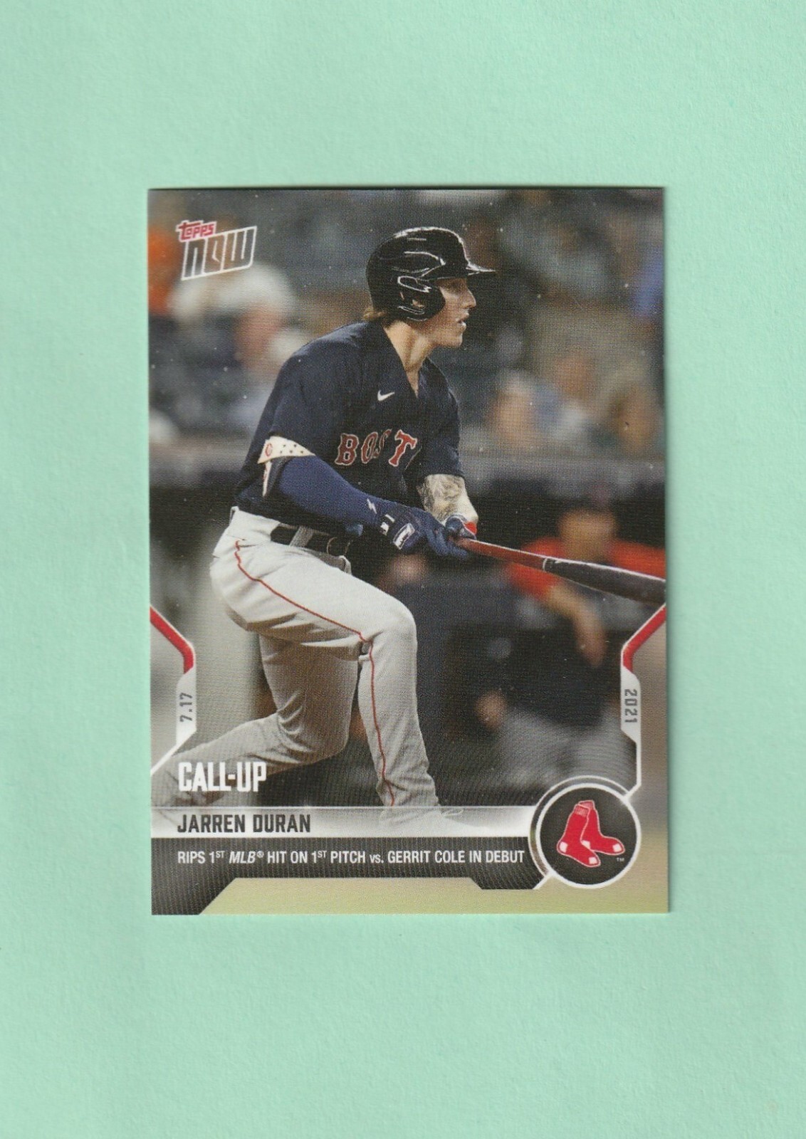 2021 Topps Now Jarren Duran 1st MLB Hit Off Cole Call-Up Card RC #517 ...