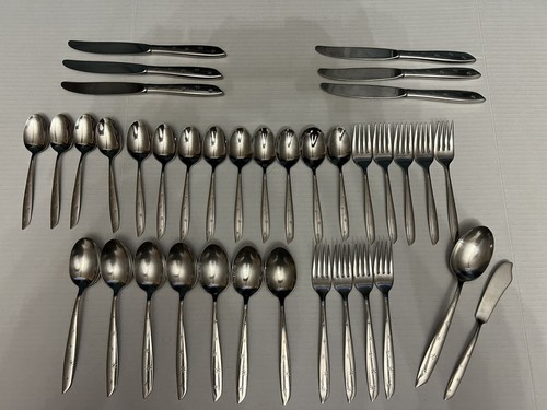 Wallace Stainless Snow Fall Flatware 37 Pieces Atomic MCM Starburst ...