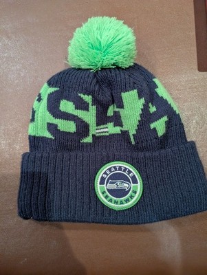 New Era Seattle Seahawks Dark Blue NFL Knit Winter Bobble Hat | eBay UK