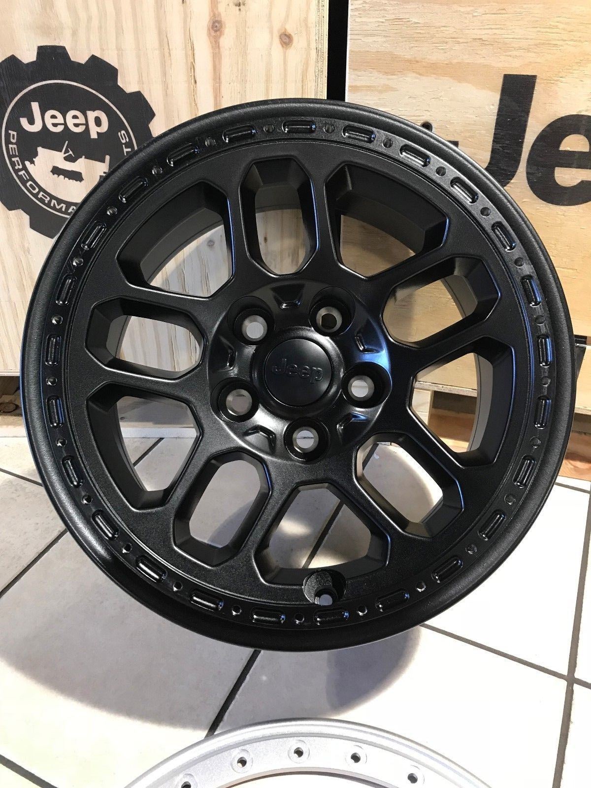 17x8 Jeep Wrangler JK JL Mopar OEM Bead Lock Capable Wheel Black Set Of ...