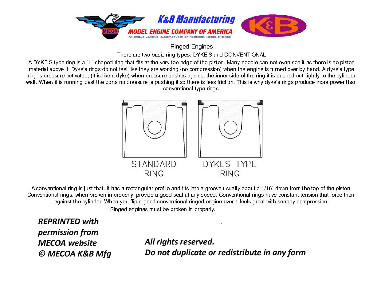 Veco & K&B .61 also McCoy & Hornet 60 Merco 61 Piston Ring 14-6101 for ...