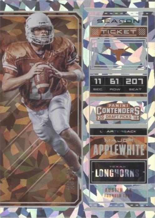 2018 Panini Contenders Draft Picks - Season Ticket Major Applewhite #65 ...