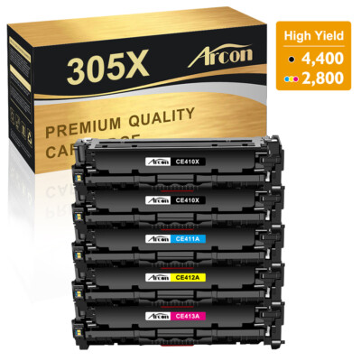 5PK CE410A Toner Set For HP 305A LaserJet Pro 400 Color M451dn M451dw ...