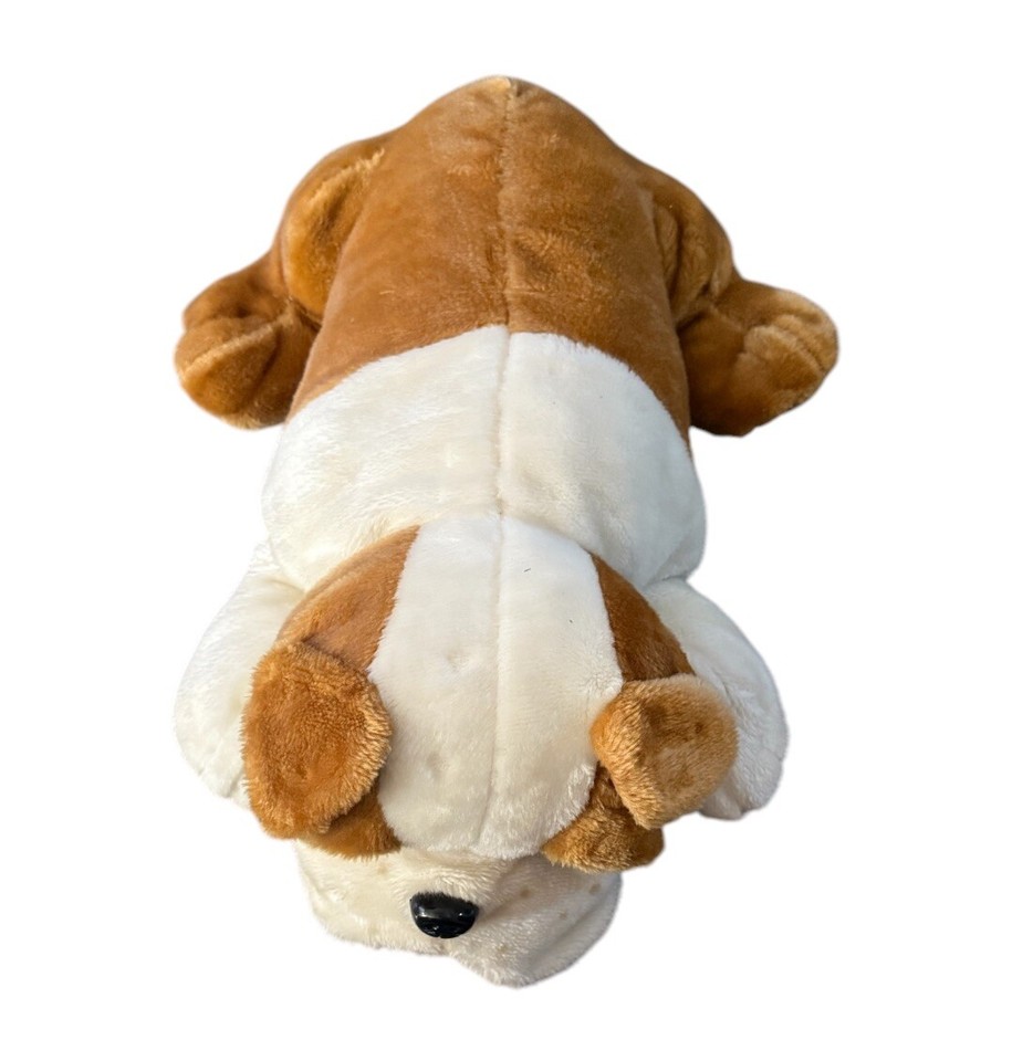 Kellytoy 20” Plush Large Bulldog Dog Brown White Lying Down Bully ...