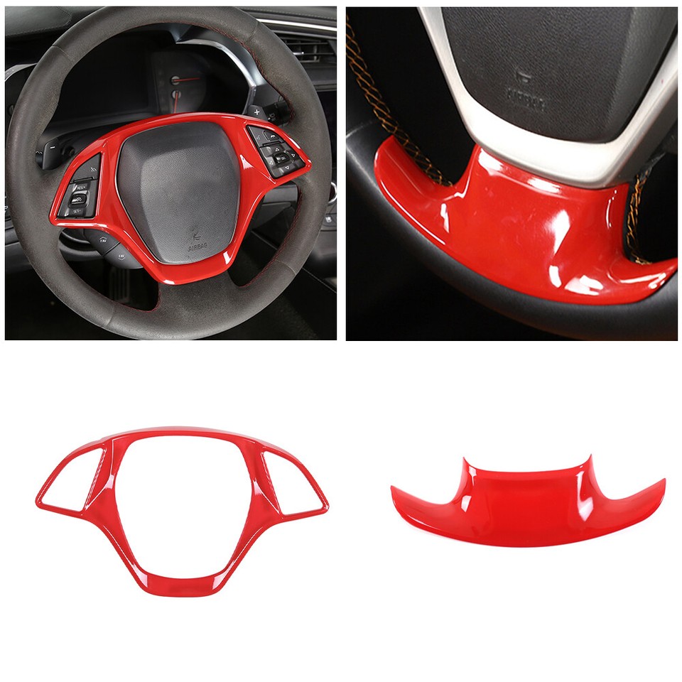 26PCS Red Full Interior Central Control Cover Kit Trim For Corvette C7 ...