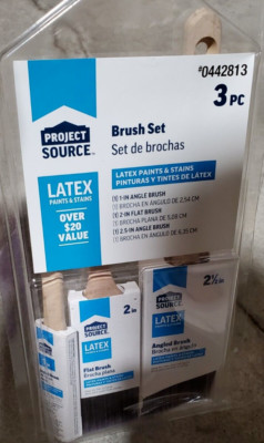 Project Source 3pc Latex Paint Brush Set 1"&2.5" Angled & 2" Flat Brush ...