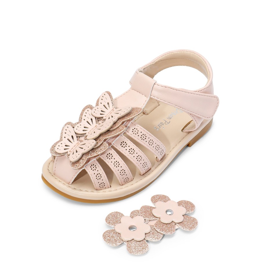 Girls Sandals Closed-Toe Summer Dress Sandals w/ Interchangeable DIY ...