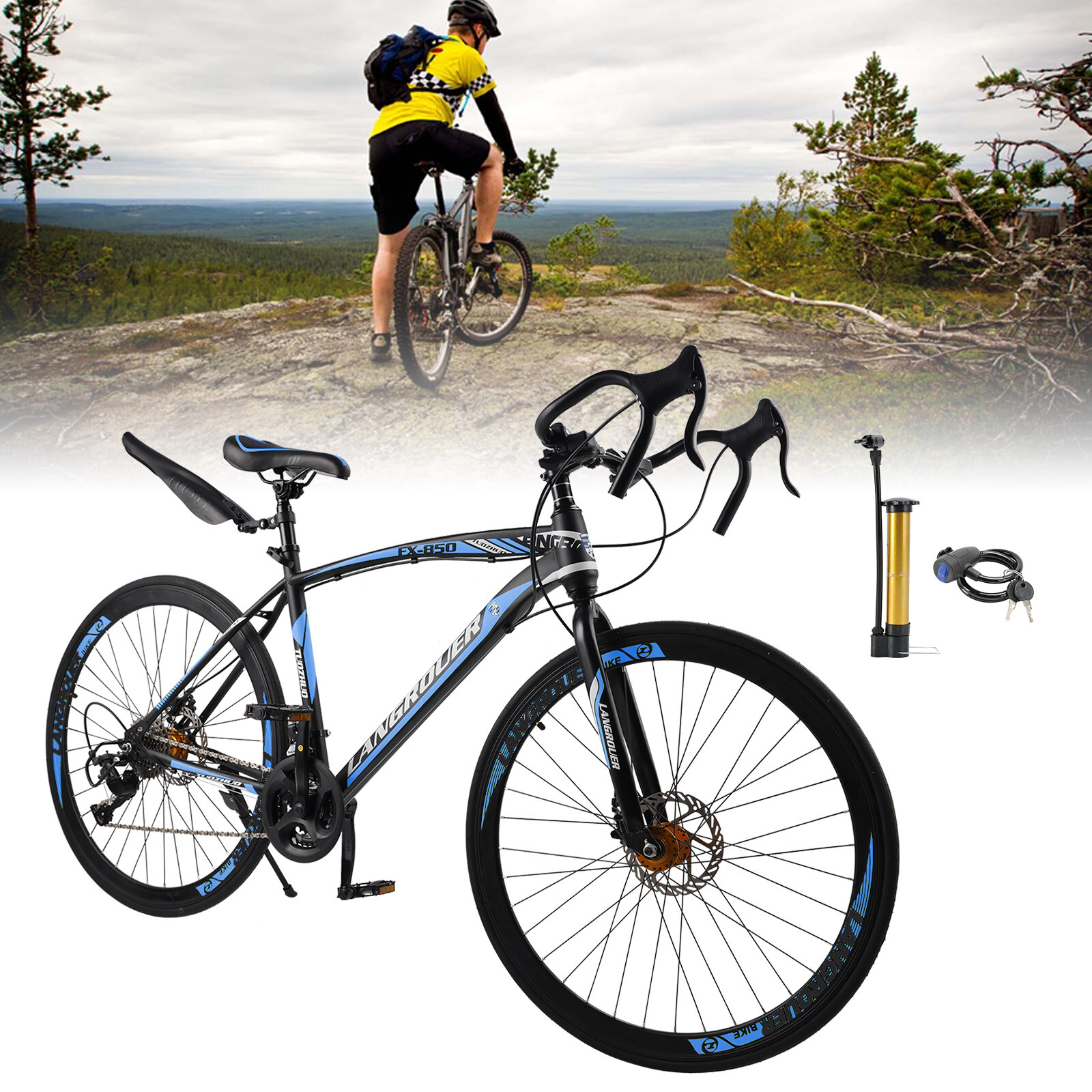 27 speed Road Bike Racing Bicycle 700C 26" Wheels Adult Black Blue