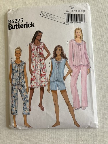 Butterick B6225 Women’s Pyjamas Nightgown Plus Size Sewing Pattern 14-22 Uncut | eBay