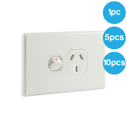 QCE Slimline Single Power Point 10A White GPO Socket Outlet AS/NZS ...
