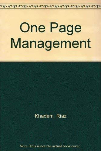 One Page Management By Riaz Khadem, Robert Lorber. 9780283998102 | eBay