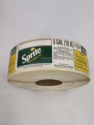 Sprite 5 Gal Fountain Syrup Paper Sticker Label Roll RARE '92 Coca-Cola ...