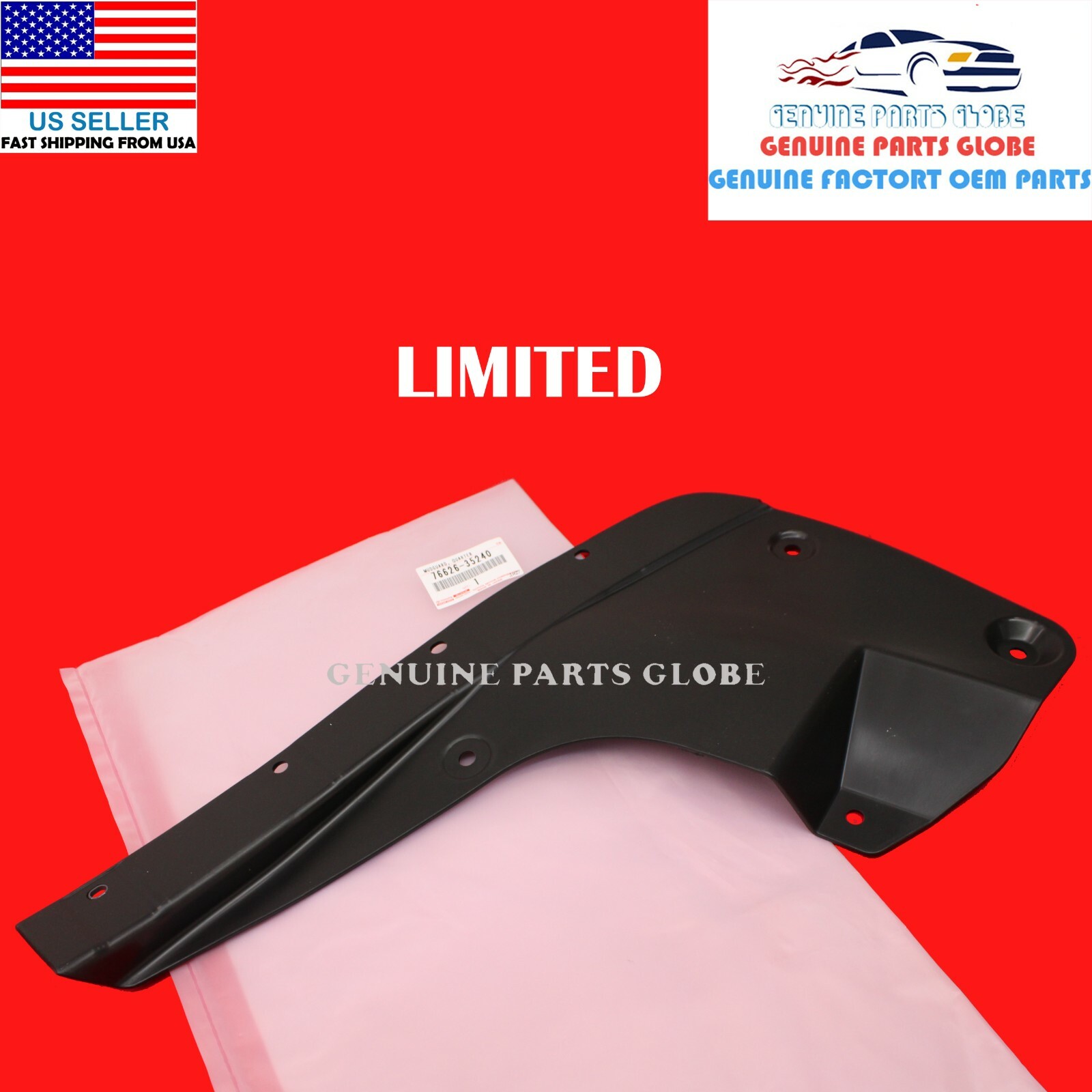 GENUINE TOYOTA 10-24 4RUNNER LIMITED DRIVER REAR FENDER MUDGUARD 76626 ...