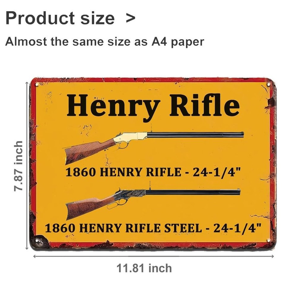 Henry Rifle Vintage Tin Sign Hunting Signs 8x12 in, TIN SIGN18 | eBay UK