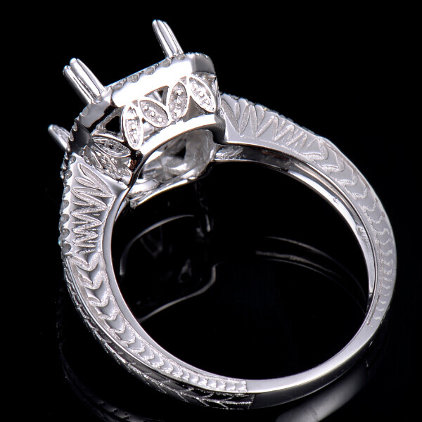 14K White Gold Emerald Cut 8×6mm Semi Mount Octagon Ring Setting ...
