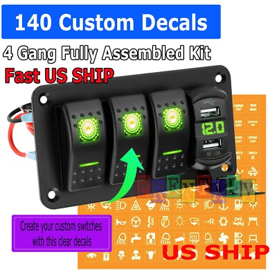 4 Gang Toggle Rocker Switch Panel DUAL USB for Car Boat Marine Truck ...