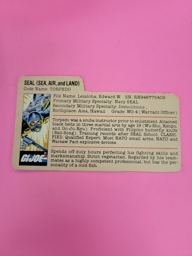 GI JOE 1983 Torpedo REDBACK FILE CARD RARE!!! | eBay