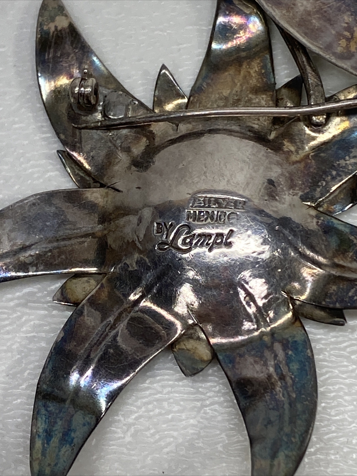 Rare Vintage Walter Lampl Silver Mexico Flower And Le… - Gem