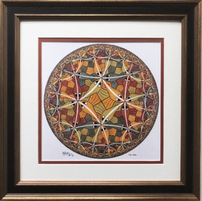 M.C.Escher "Circle Limit III" CUSTOM FRAMED Art Graphic Architect Fish ...