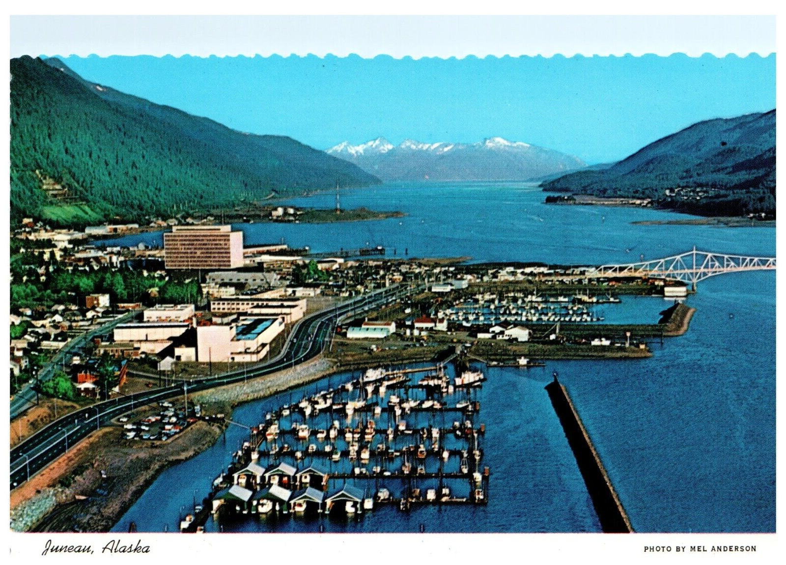 Aerial View Juneau Alaska, Capitol,Gastineau Channel, Douglas Bridge AK ...
