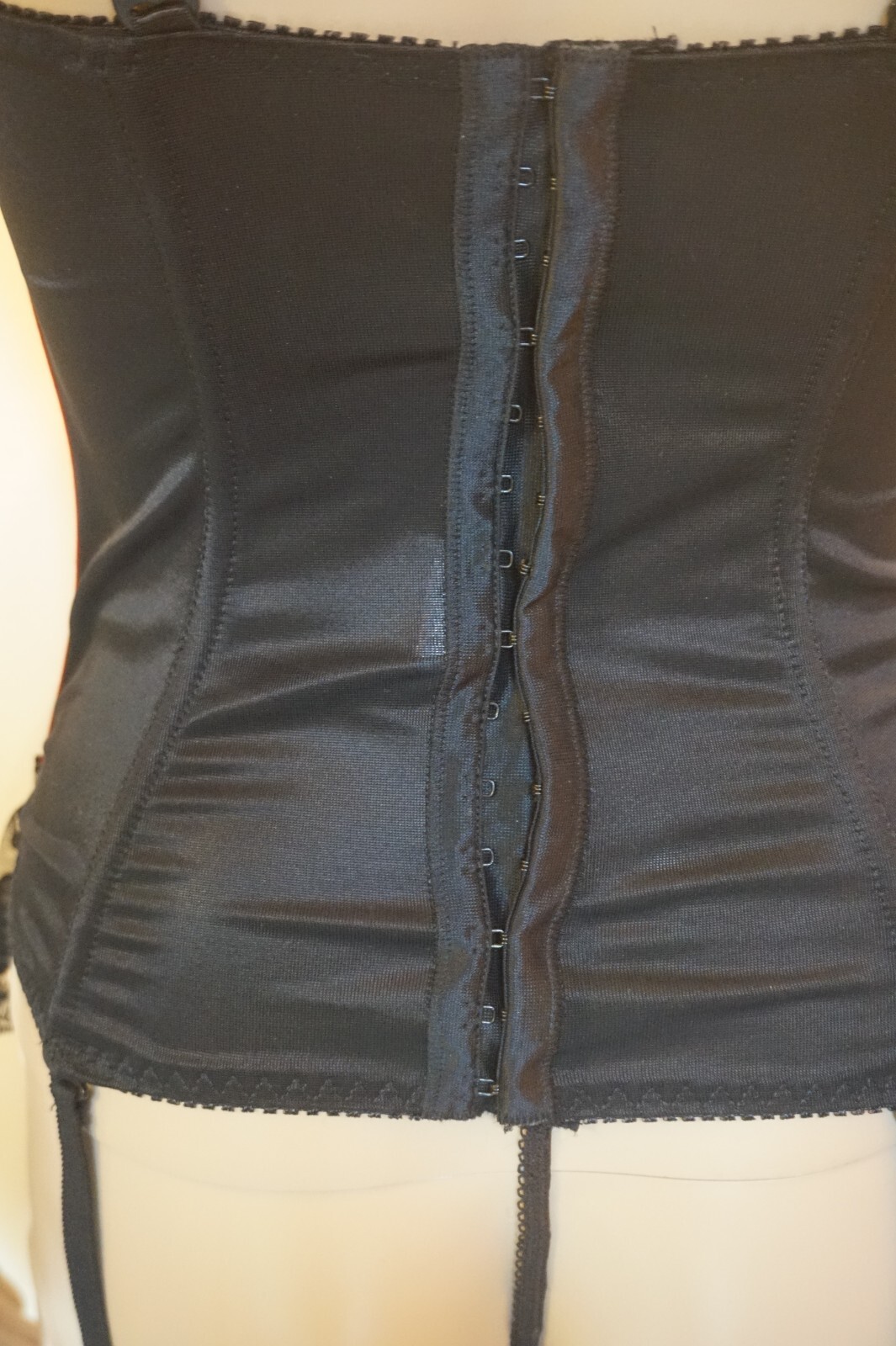 CLASSIFIED SUNBURST SATIN CORSET BASQUE SUSPENDERS MATCHING THONG BLACK ...