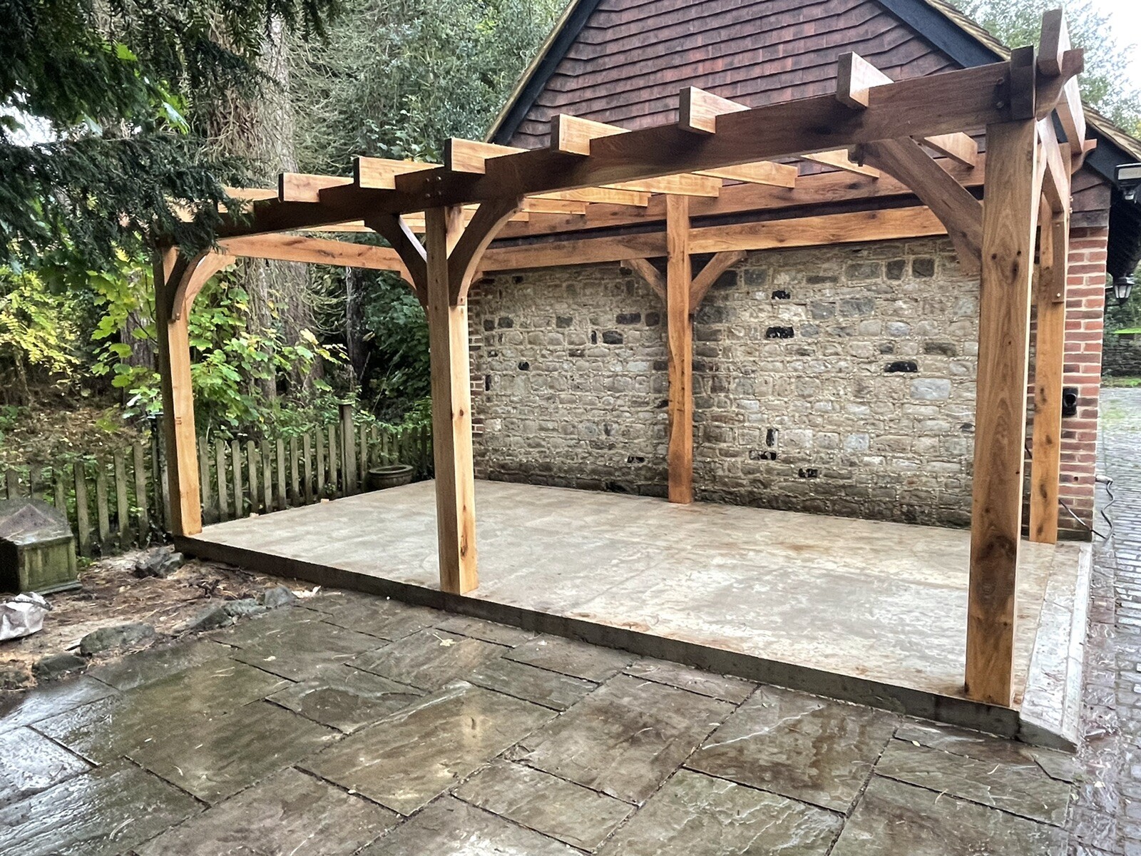 Oak Car Port 5.5m x 3.5m Free Standing Lean To | eBay UK
