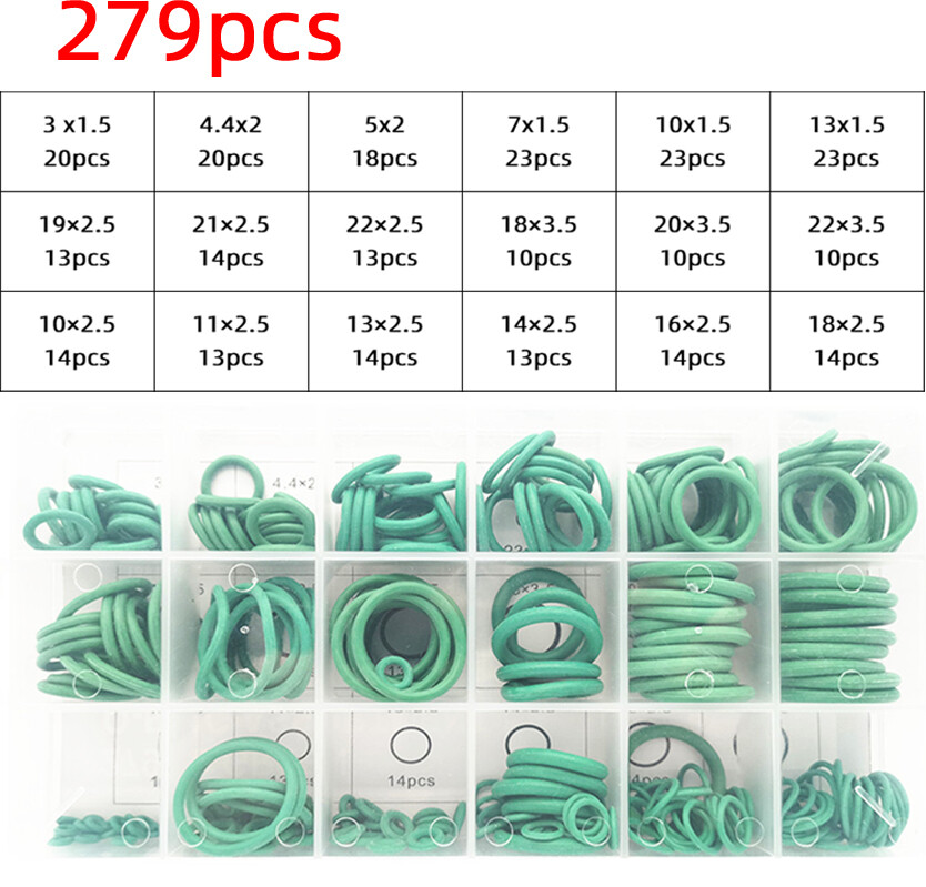 279pcs Rubber Nitrile Seal Ring Set Green 18 Sizes Air-Conditioning O ...