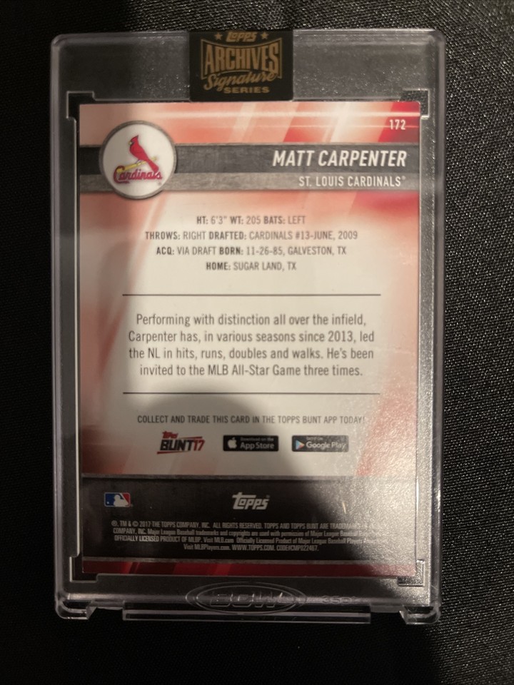 2021 topps archives signature series Matt Carpenter 1/1 2017 Topps Bunt ...