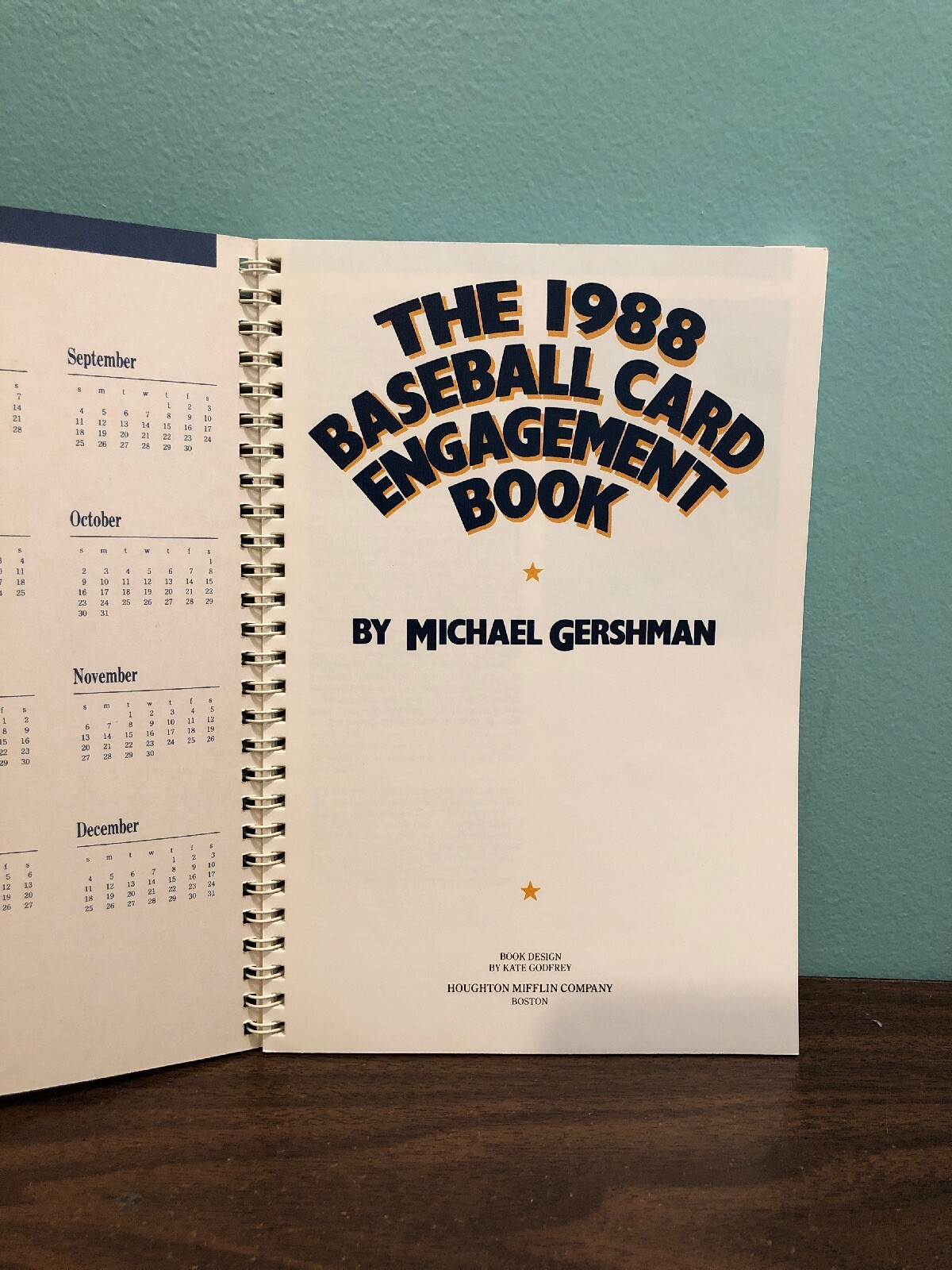1988 Baseball Engagement Book Complete With Cards Michael Gershman ...