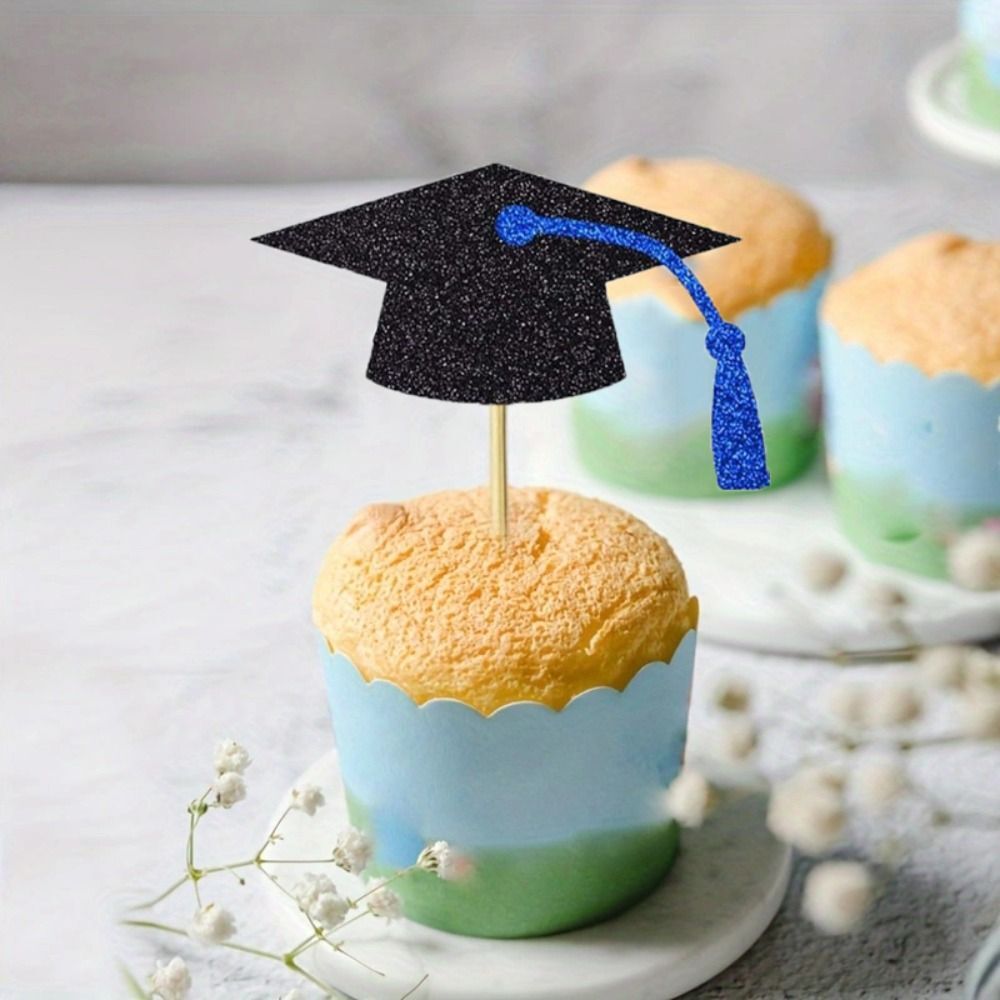 Diy Graduation Cap Cupcake Toppers Gyufise 24Pcs 3D 2025 Graduation