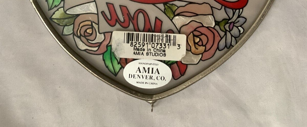 Amia Suncatcher Lead Glass 4X5" HEART Ornament Figurine Sign: I LOVE ...