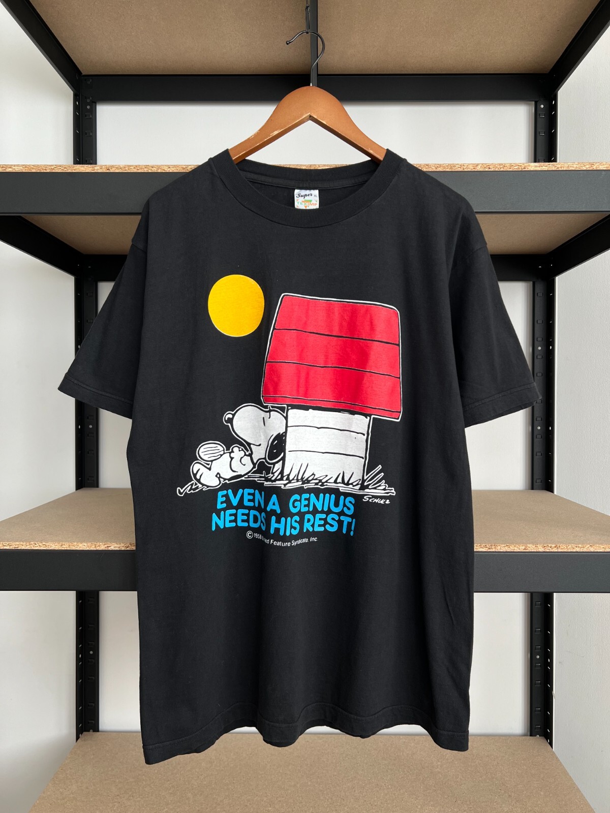 Vintage 90s Peanuts Snoopy 1958 Cartoon Black T-shirt… - Gem