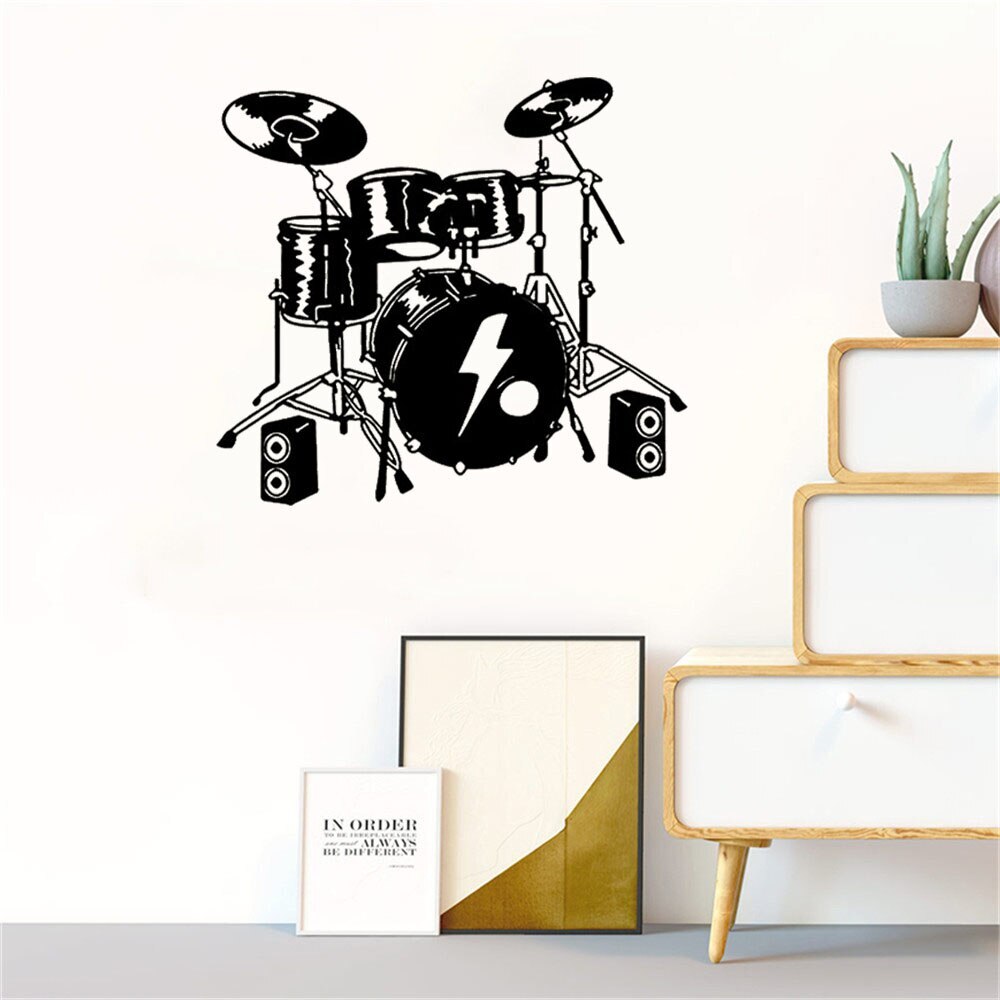 Musical Instruments Drums Wall Stickers Home Decor Boys Bedroom Wall ...