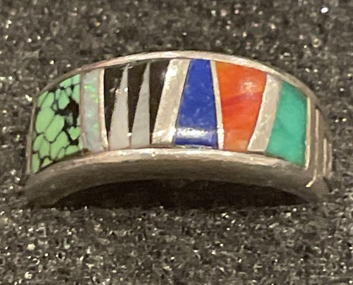 Vintage Sterling Silver Signed Calvin Begay Navajo Inlay Multi Stone ...