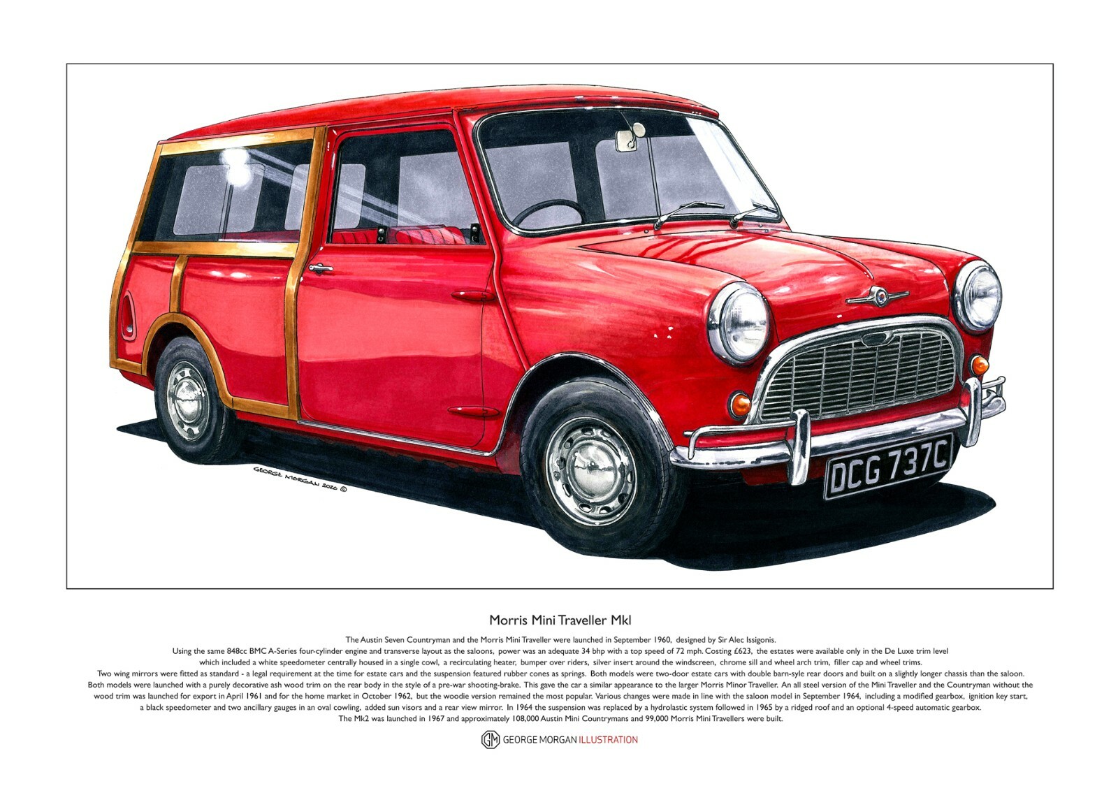 Morris Mini Traveller Mk1 Limited Edition Fine Art Print A3 size | eBay