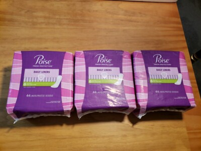 3 Packs Poise, 3-In-1, Very Light Long-Daily Liners #2 Absorbancy-44ct ...