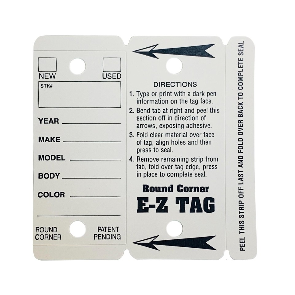 CarBowz Car Dealer Key Tags Self Laminating Round Corner White Color ...