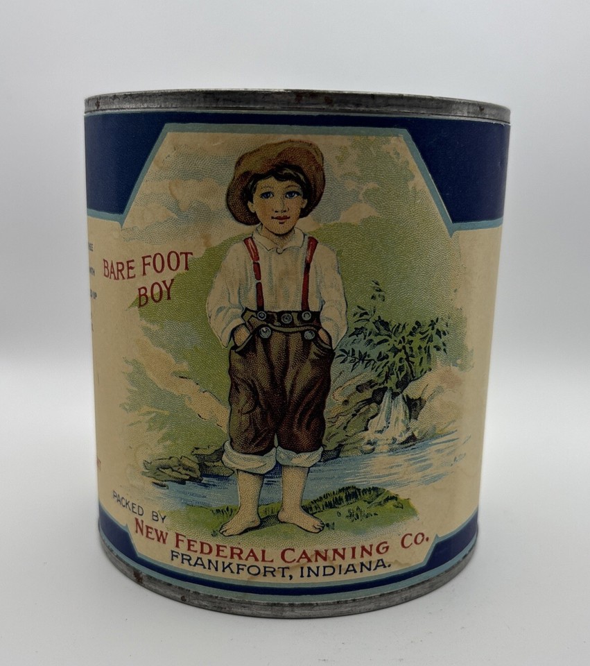 Bare Foot Boy Tomatoes Tin Federal Canning Co. Frankfurt, Indiana 2 Lb ...