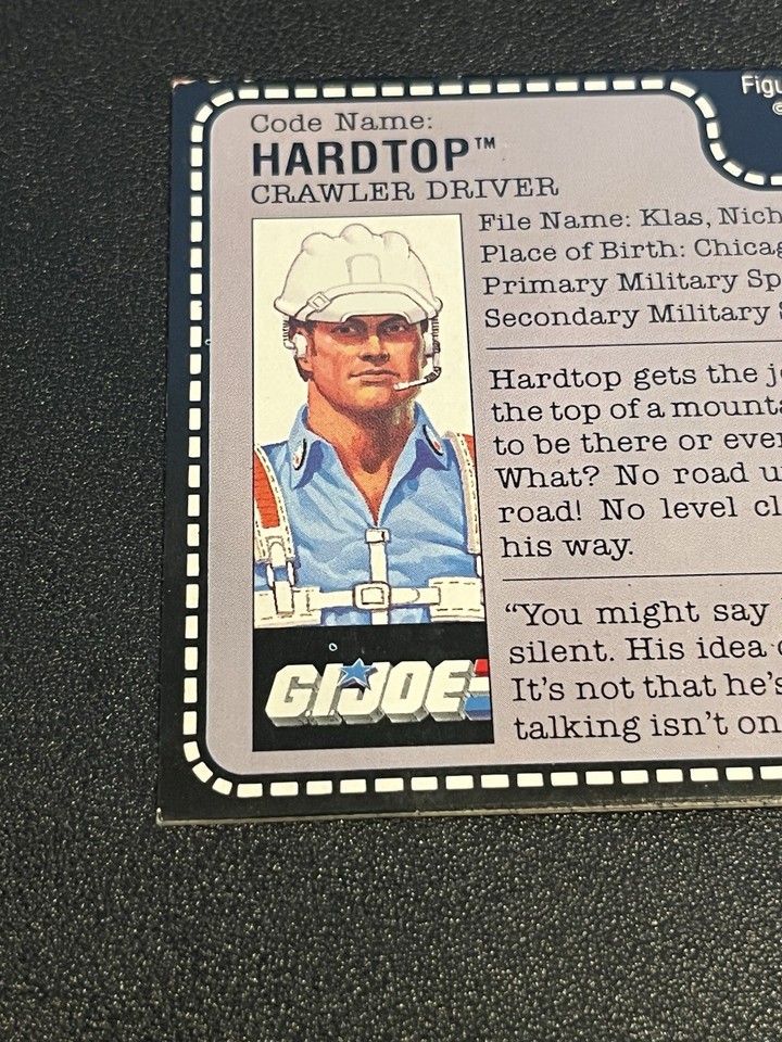 gi joe lot File Card 1987 Hardtop Red Back Great Condition Rare uncut ...