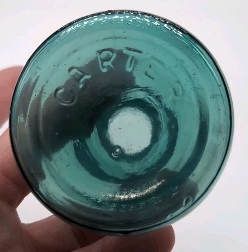 Antique Teal Carter Carter's Cone Ink Bottle Small Mouth Rare Misprint ...
