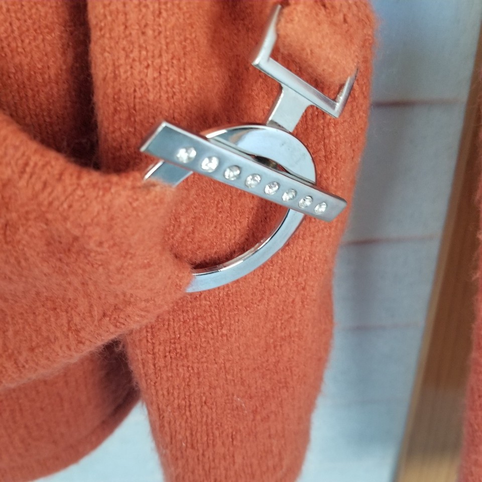 Orange Rust Mohair Wrap Sweater Size Medium Side Buckle Long Sleeve ...