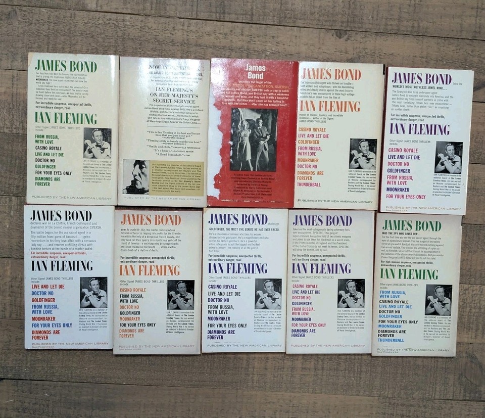 Lot of 10 James Bond 007 IAN FLEMING Book Signet Paperback Thriller ...
