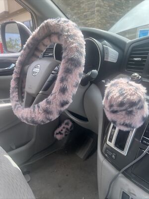 fluffy pink car decor set cute | eBay