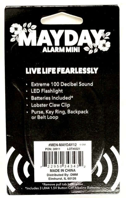 Mayday Mini Loud Alarm Self Defense Personal Emergency LED Keyring for ...
