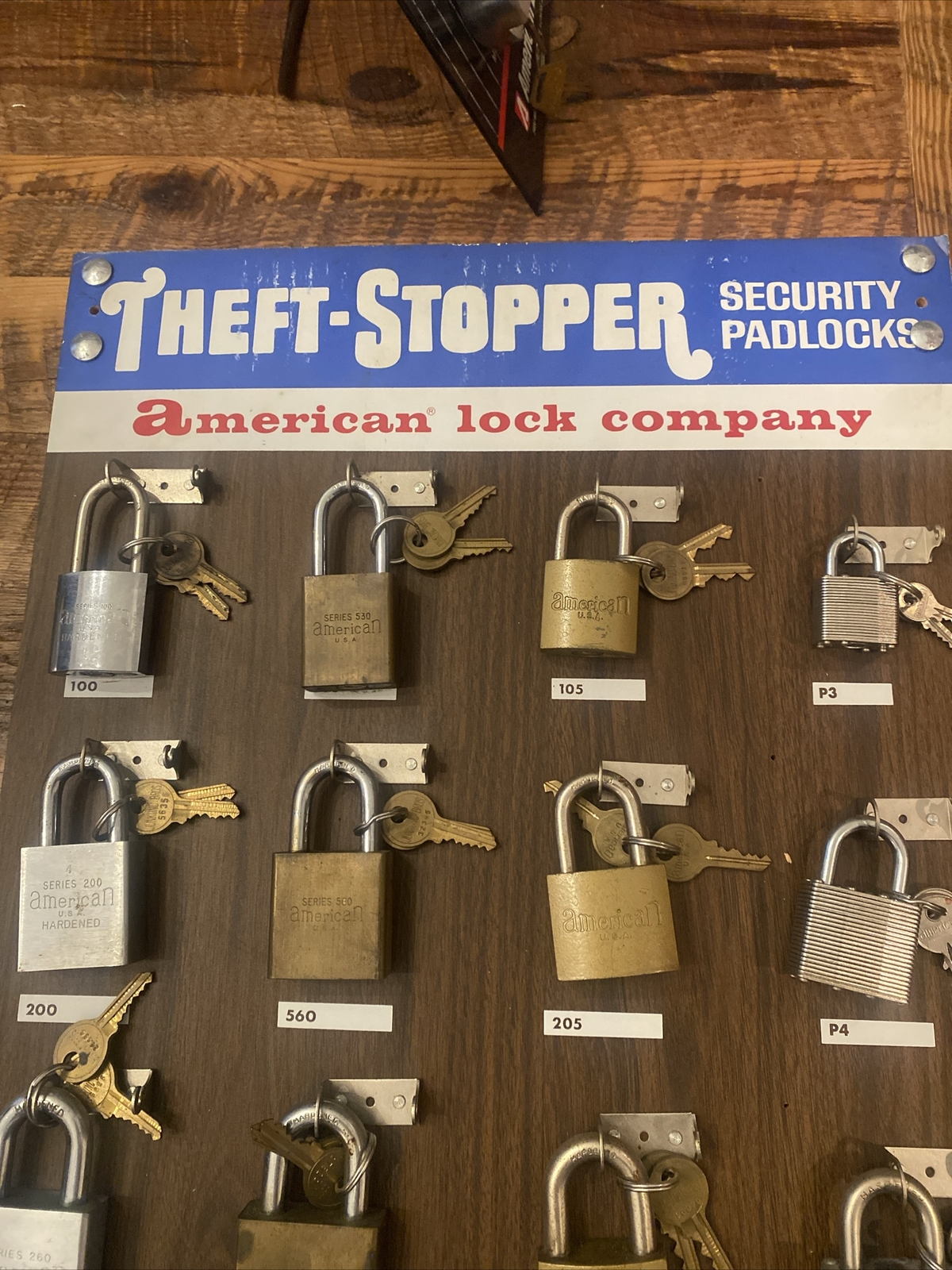 Vintage American lock padlock display with 16 padlocks and keys | eBay