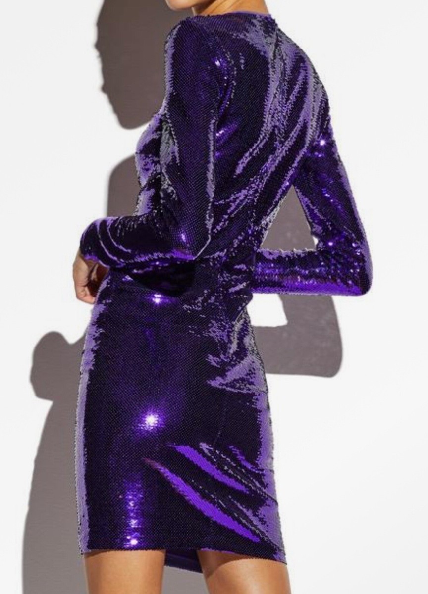 TOM FORD* $5890 Liquid Sequin Embroidered Purple Mini Dress TOM FORD* $5890 Liquid Sequin Embroidered Purple Mini Dress